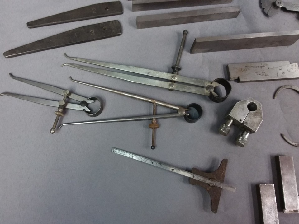 Lot of Machinist Tools - Toolbox clean out - Square parallels calipers ...