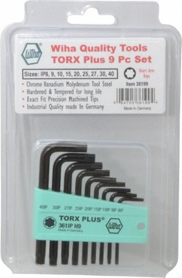 Wiha 9 Piece IP8 to IP40 L-Key Short Arm Torx Plus Key Set IP8, IP9 ...