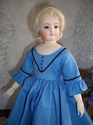 16" French Fashion Blue Dress, Old Trim Huret | eBay