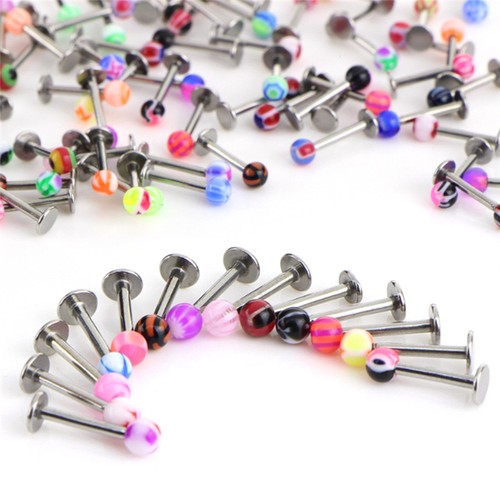 10/30/50 X 16G Ball Lip Rings Labret Bars Stainless Steel Stud Body ...