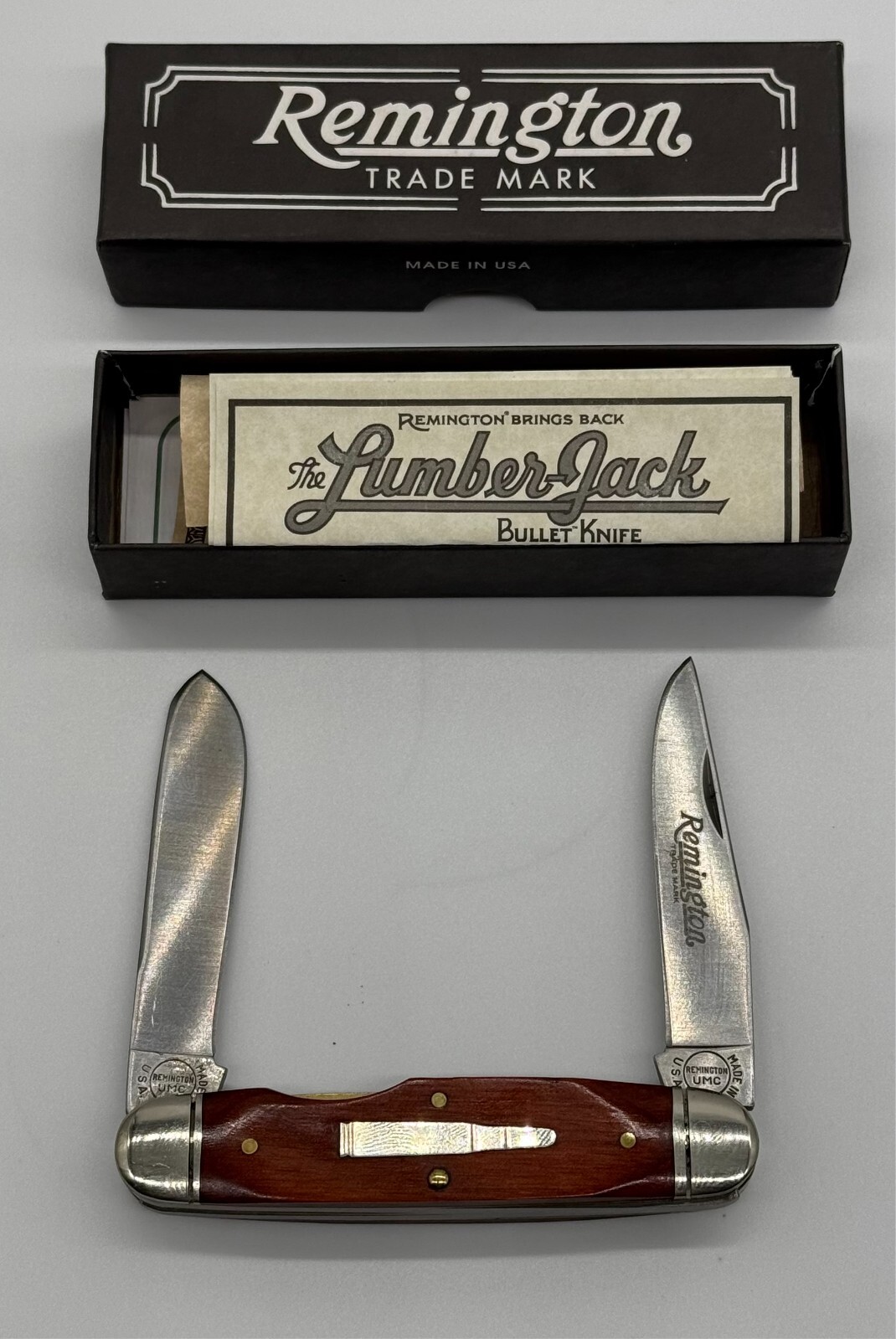 1997 Remington R4468 LUMBERJACK 2 Blade Bullet Knife | eBay