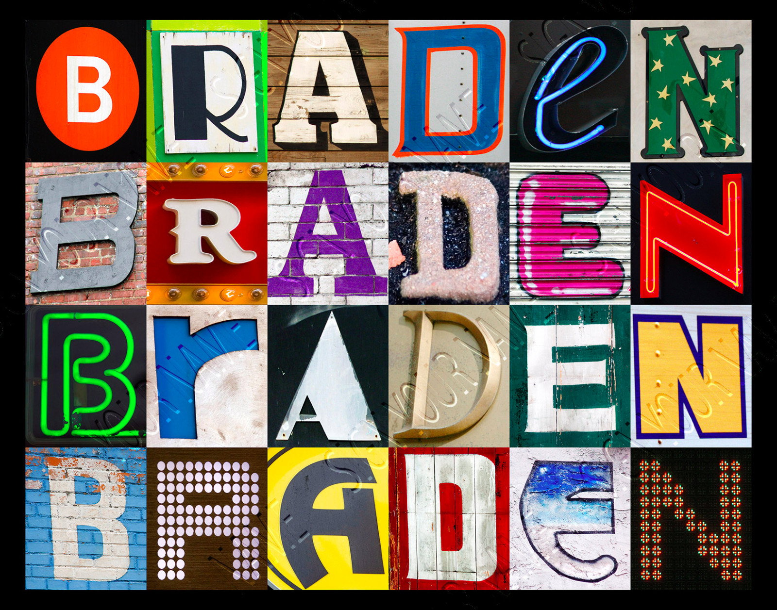 BRADEN Name Poster featuring photos of actual sign letters | eBay