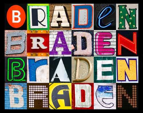 BRADEN Name Poster featuring photos of actual sign letters | eBay