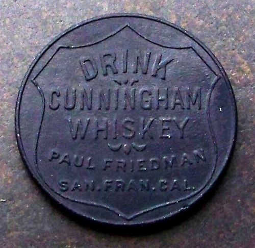 SAN FRANCISCO CALIFORNIA / CUNNINGHAM WHISKY / 1890s VULCANITE / POKER ...