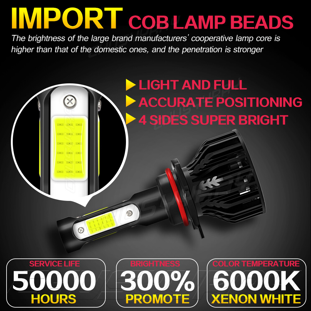 2x HIR2 9012 LED Headlight Bulb kit High Low Beam 6000K Super Bright ...