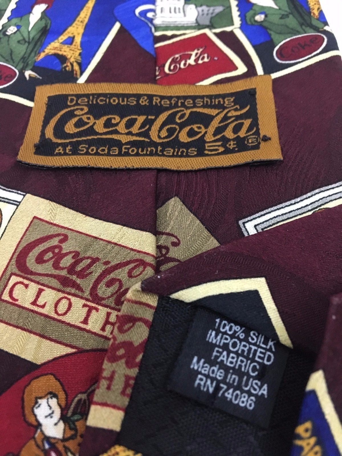 Coca Cola Silk Necktie Travel the World Red Travel Pictures and Logo 56 ...