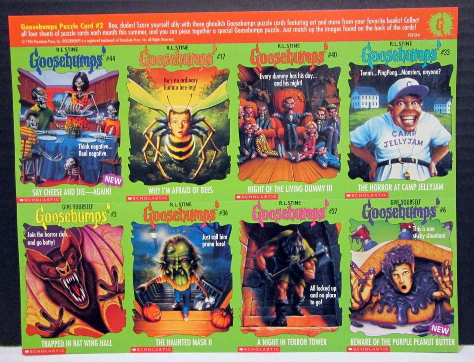 1996 Goosebumps Monster Promo Trading Card Set UNCUT converts to poster ...