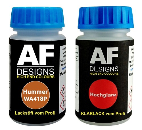 Lackstift für Hummer WA418P Atomic Orange Metallic + Klarlack je 50ml ...