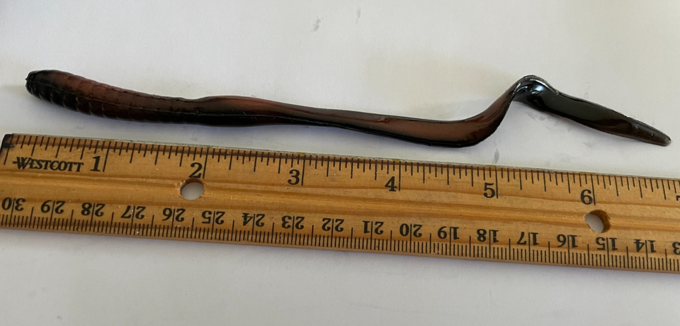 25 7 Inch moccassin snake Curly U-Tail Soft Plastic Ribbon Tail Worm ...