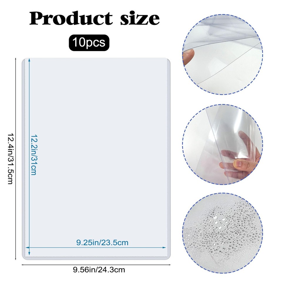 10 Pack 9" x 12" Rigid Print Protectors, Clear Hard Plastic Sheet ...