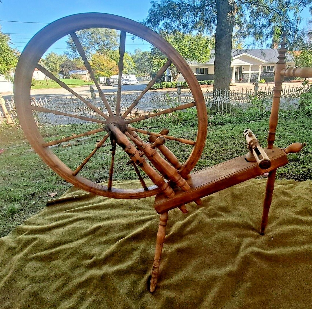 Antique Primitive Spinning Wheel | eBay