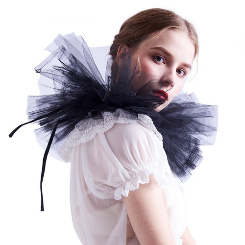 Elizabethan Chiffon Neck Ruff Detachable Collar Medieval Costume Neck ...