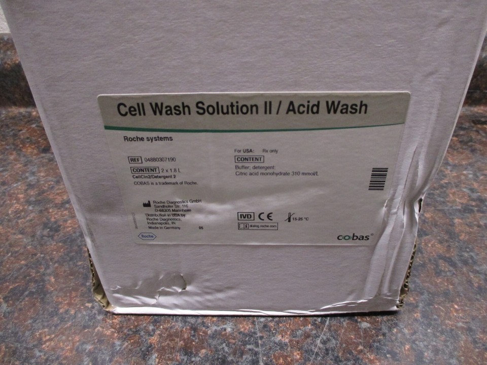 ROCHE COBAS CELL WASH SOLUTION II/ACID WASH 04880307190 2X2L FREE ...