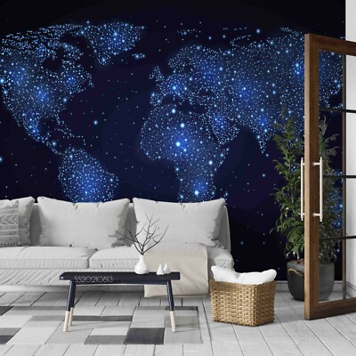 3D Twinkle World Map Wallpaper Wall Mural Removable Self-adhesive 309 ...