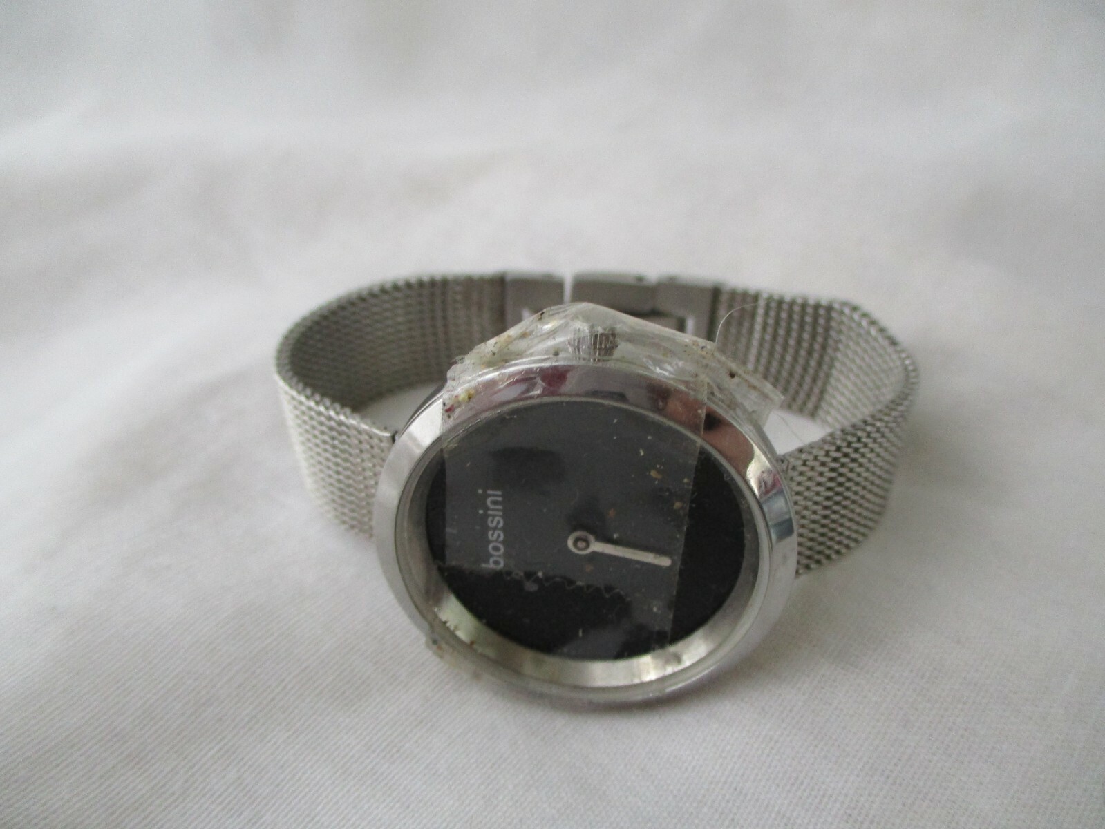 Bossini Watch Silver Toned Stainless Steel Black Round Face WORKING! | eBay