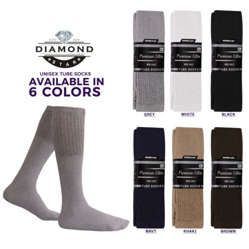 6-12-18 Pairs Men's Grey Tube Socks Over The Calf Sport Cotton Socks ...