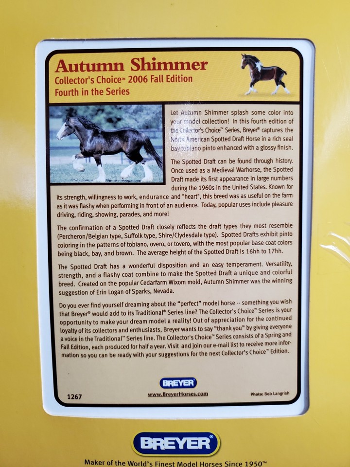 Breyer Autumn Shimmer Horse Model #1267 Wixom STILL IN BOX - MINT ...
