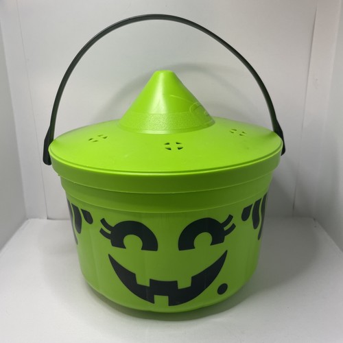 1986 McDonalds Halloween Bucket Green Witch Spider Happy Meal Pail Lid ...