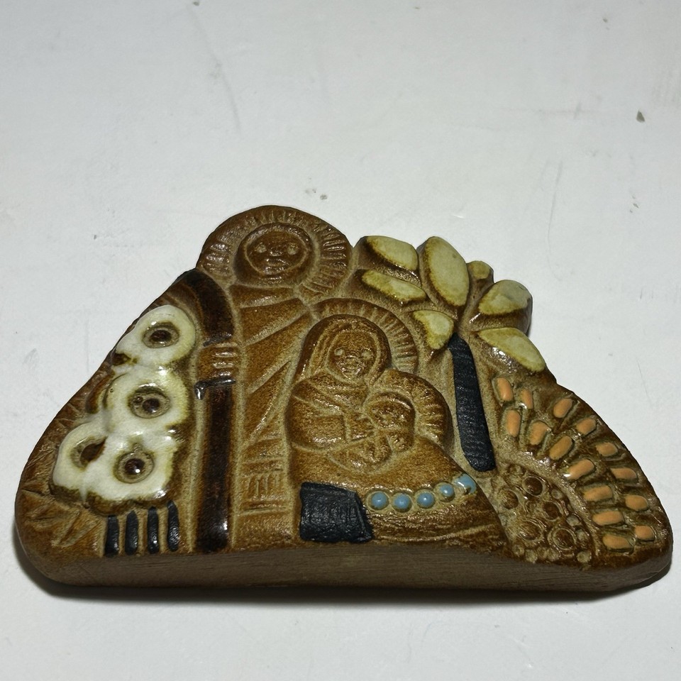 Hand Painted Ceramic Art Plaque Tile Signed Inca Religious Indigenous ...