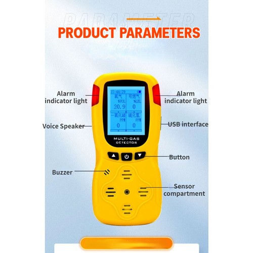 4 in 1 Gas Detector Visual Safety Alarm Sensor New Portable O₂ CO EX ...