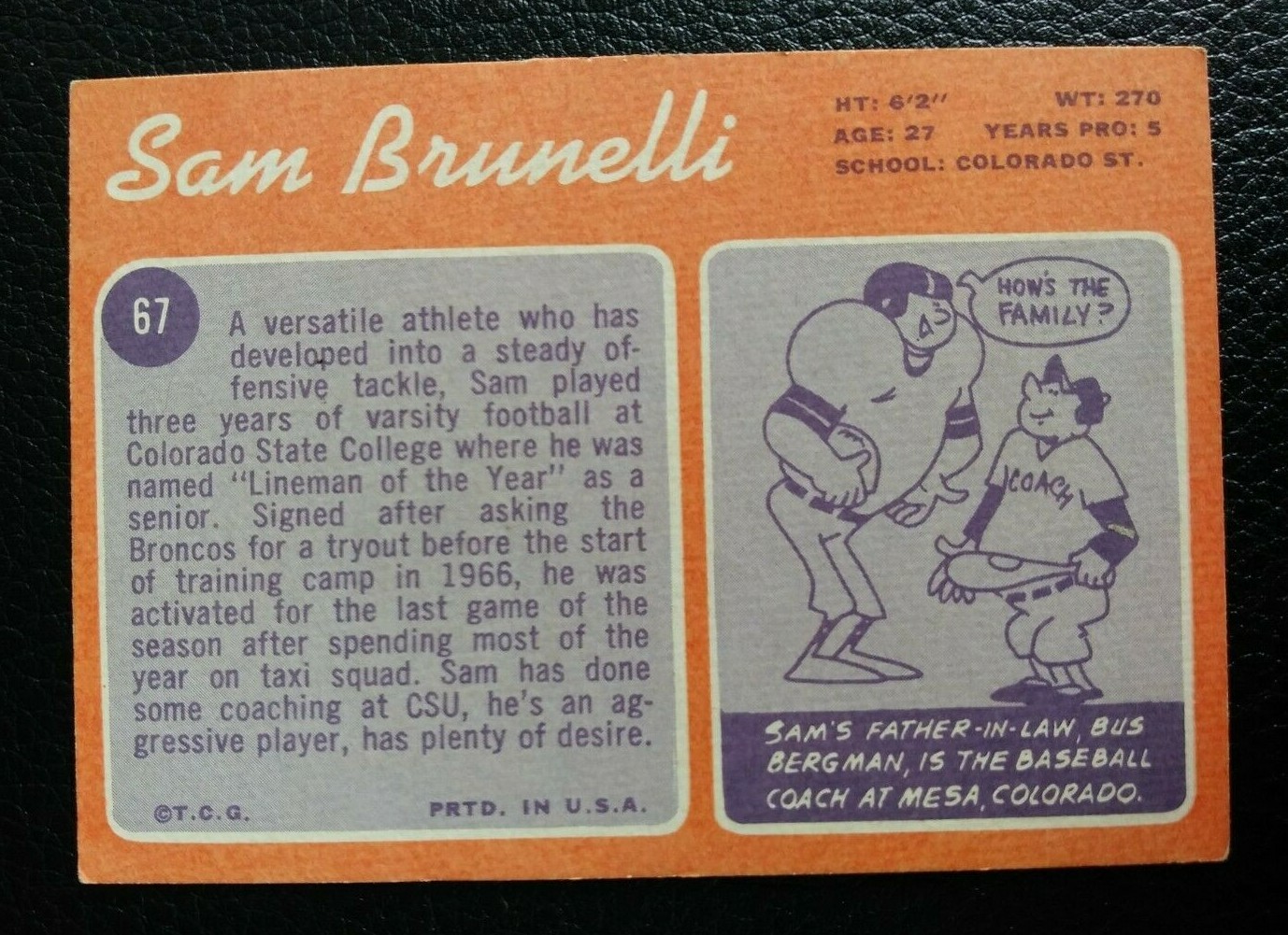 1970 TOPPS #67 Sam Brunelli Denver Broncos | eBay