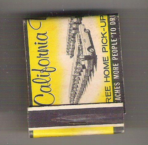 Vintage California Driving School MATCHBOOK Front Strike Southern ...