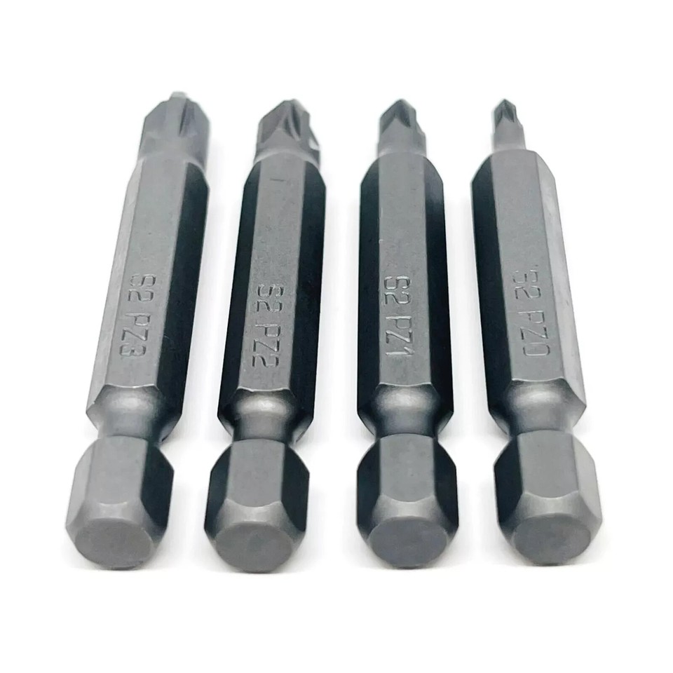 4 pcs OHIY Pozi Drive Screwdriver Insert Bit Set S2 Steel 0 1 2 3 Sizes 2in Long | eBay