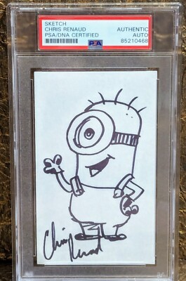 Chris Renaud PSA/DNA Autograph Signed Hand Drawn Sketch Despicable Me ...