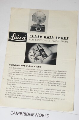 LEITZ LEICA FLASH DATA SHEET for EXPENDABLE FLASH BULBS | eBay