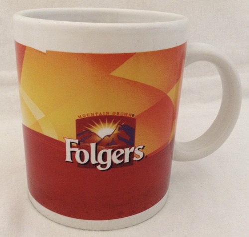 Vintage Folgers Coffee Mug Cup Mountain Grown Sunrise Houston Harvest ...