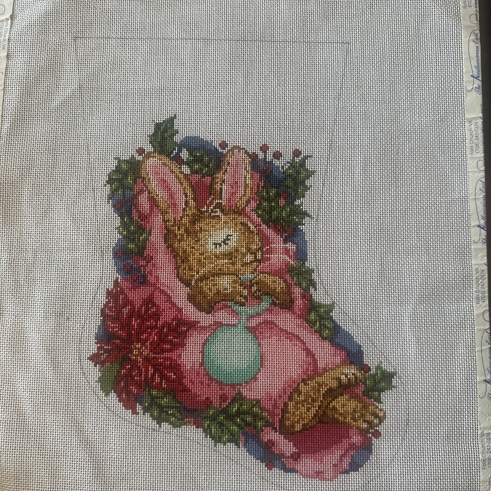 Gayla Elliott Baby Bunny Stocking GS77 Hand Painted Needlepoint Canvas ...