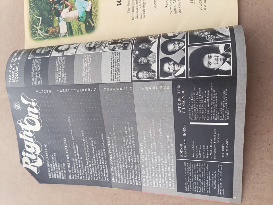 1978 Right On Magazine March Vintage V7 #6 Tina Andrews David Hubbard ...