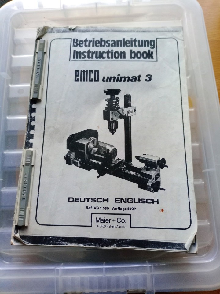 EMCO UNIMAT 3 LATHE MANUAL - 64 PAGES IN PDF FORMAT, PLUS 39 PAGE PARTS ...
