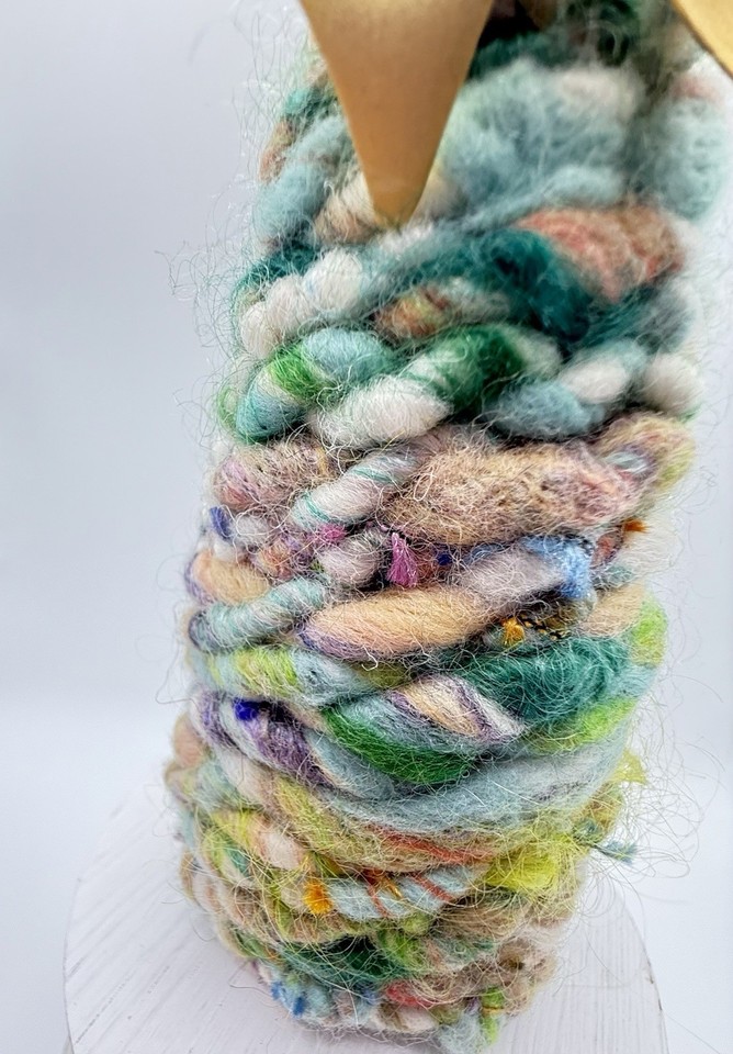 Needle Felted Xmas Tree Handspun Yarn & Vintage Brooch Topper Cottage ...