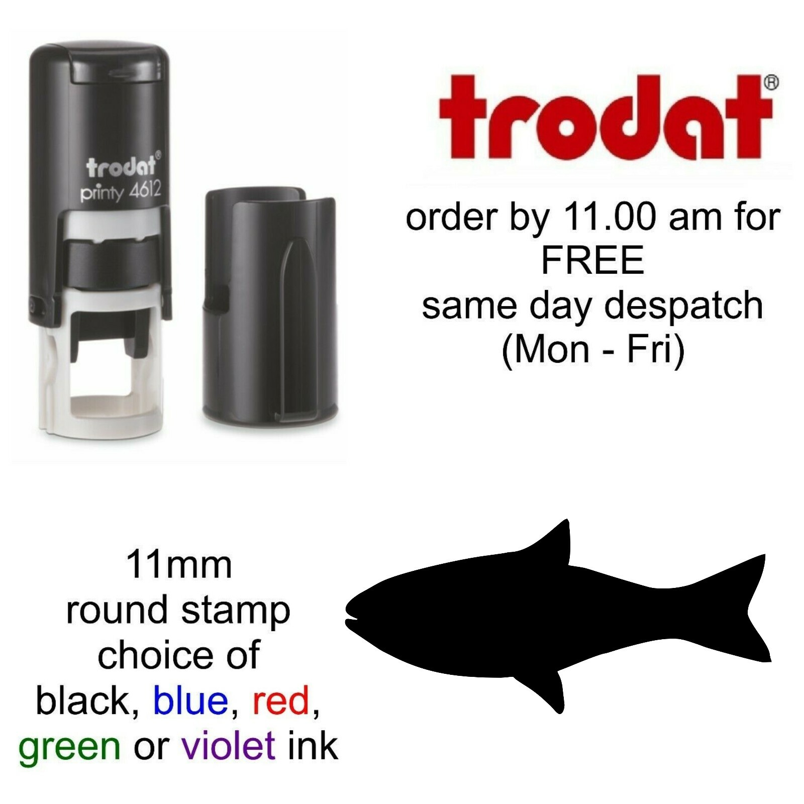 Fish rubber stamp, Self Inking, cafe, shop, restaurant, Reward, Loyalty ...