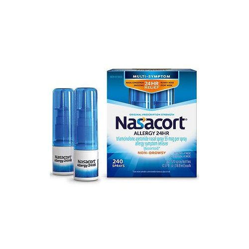 Nasacort 24hr Allergy Medicine Spray Twin Pack 240 Sprays Exp 12/2025 ...