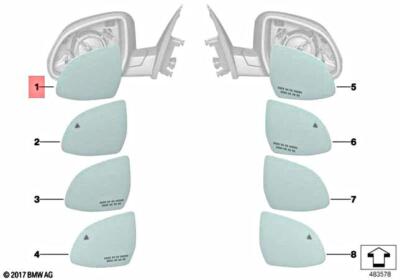 Genuine BMW X3 X4 M X5 X6 F15 Mirror Glass Heated Wide-Angle Left ...