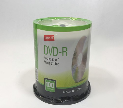 Lot of 2 Staples 4.7GB 16X 120min DVD-R Spindle 100/Pack 12735 622853 ...