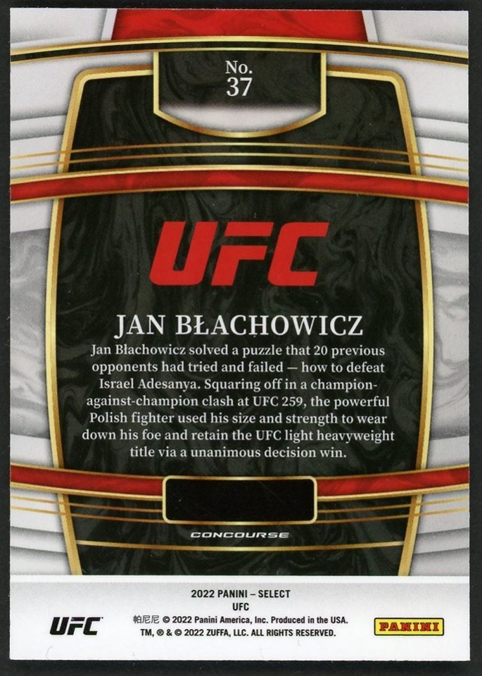2022 Panini Select Jan Blachowicz UFC #37 Concourse | eBay