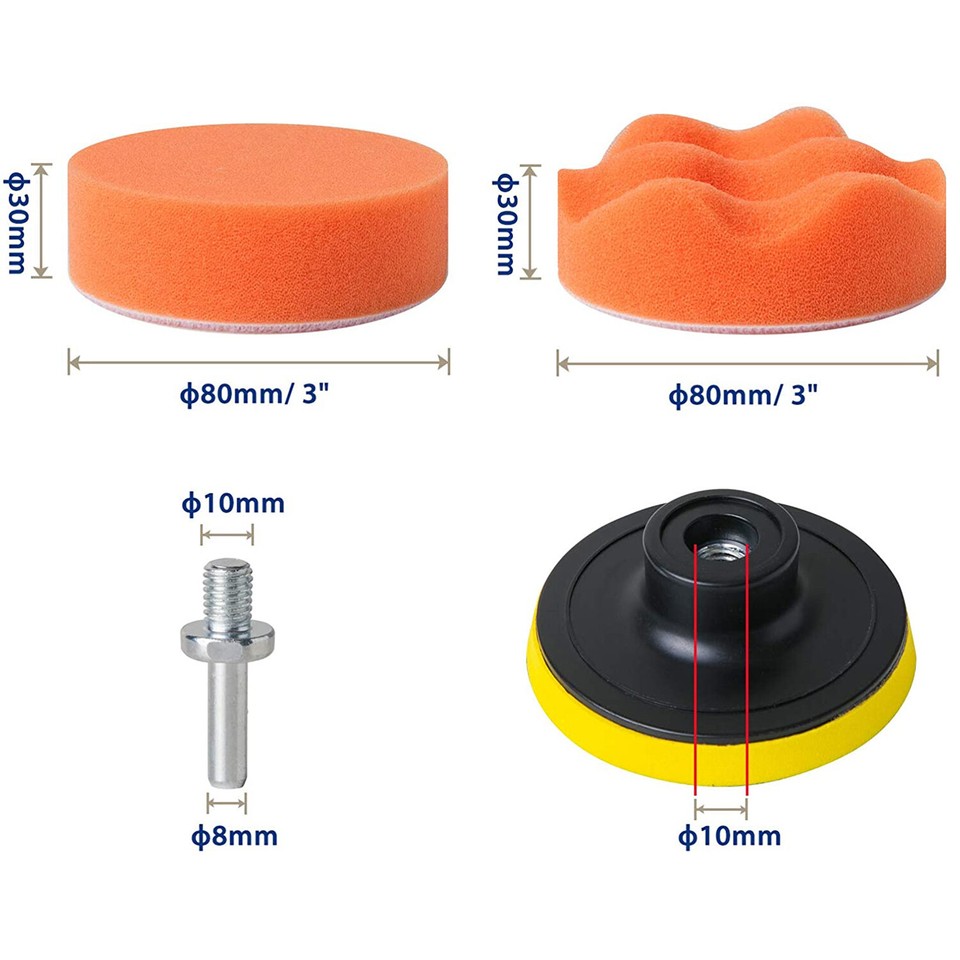 1X(24Pcs 3-in Polishing Pad Kit Sponge Buffing Pads for Car Foam Drill ...