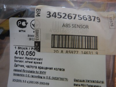 BMW ABS Wheel Speed Sensor Front Right or Left 34526756379 410-050 | eBay