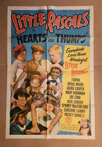HEARTS ARE THUMPS R'1950 Orig 27x41 1-sheet movie poster Little Rascals ...