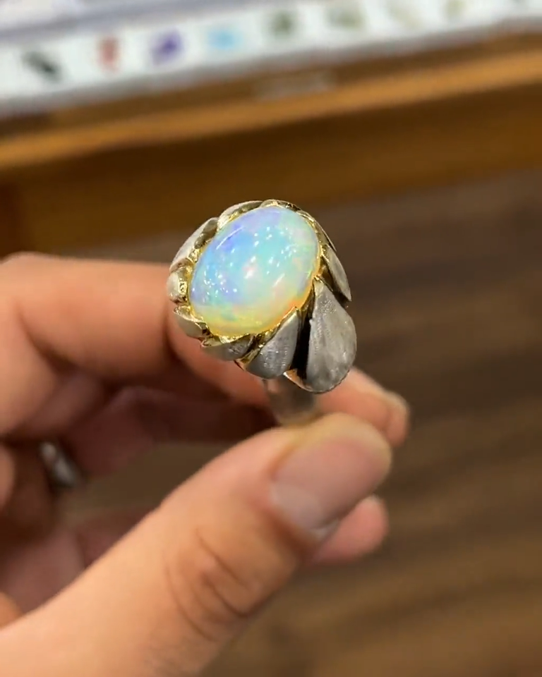 Natural Fire Opal Men's Ring In 925 Sterling Silver Mate Finish Ring ...