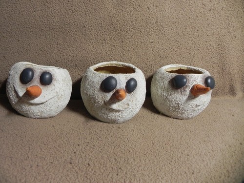 Blob House Planters set of 3 Resin Snowmen Heads | eBay