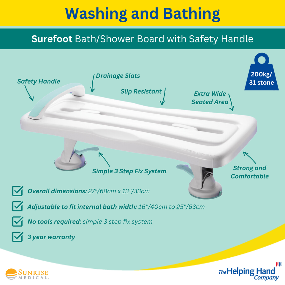 Helping Hand Surefoot Slatted Bath/Shower Board with Locking Feet ...
