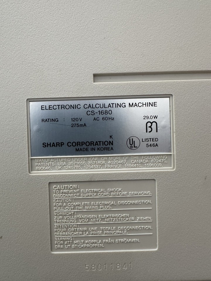Sharp COMPET CS-1680 Calculator Printing Adding Office Desktop Machine ...