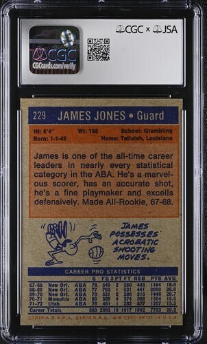 1972 Topps #229 James Jimmy Jones card signed auto JSA CGC 7.5 | eBay