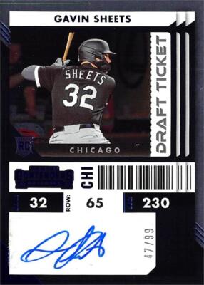 Gavin Sheets signed Baseball Card 2022 Panini Contenders Draft Ticket ...