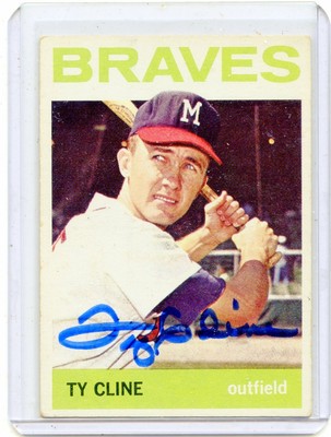 1964 TOPPS BASEBALL #171 TY CLINE AUTOGRAPH, MILWAUKEE BRAVES, 060619 ...