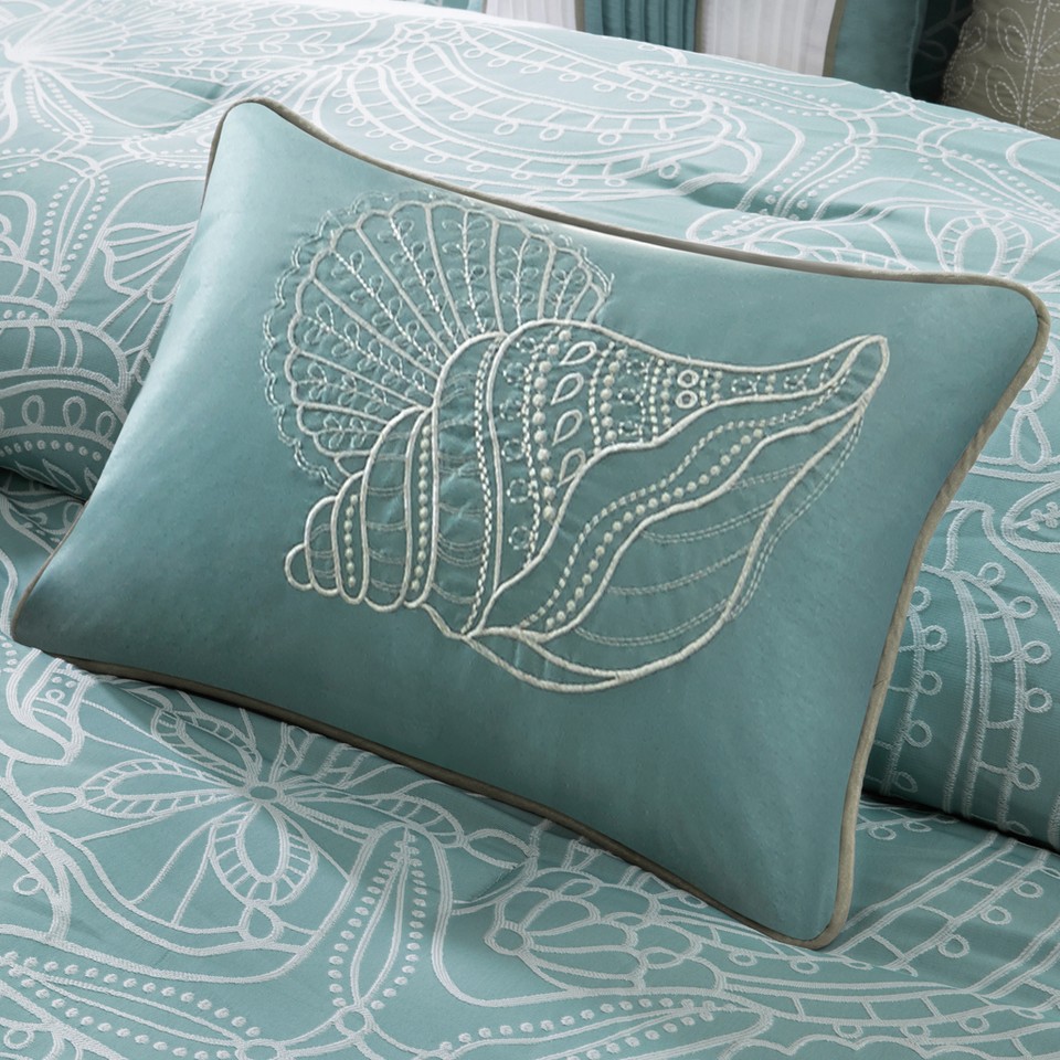 BEAUTIFUL NAUTICAL BLUE BEIGE OCEAN BEACH SAND COASTAL SEASHELL ...